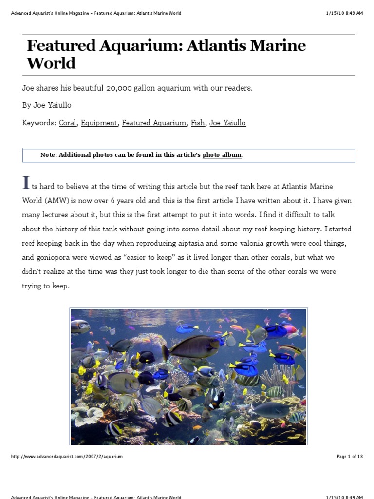 Featured Aquarium: Atlantis Marine World | PDF | Aquarium | Fishkeeping