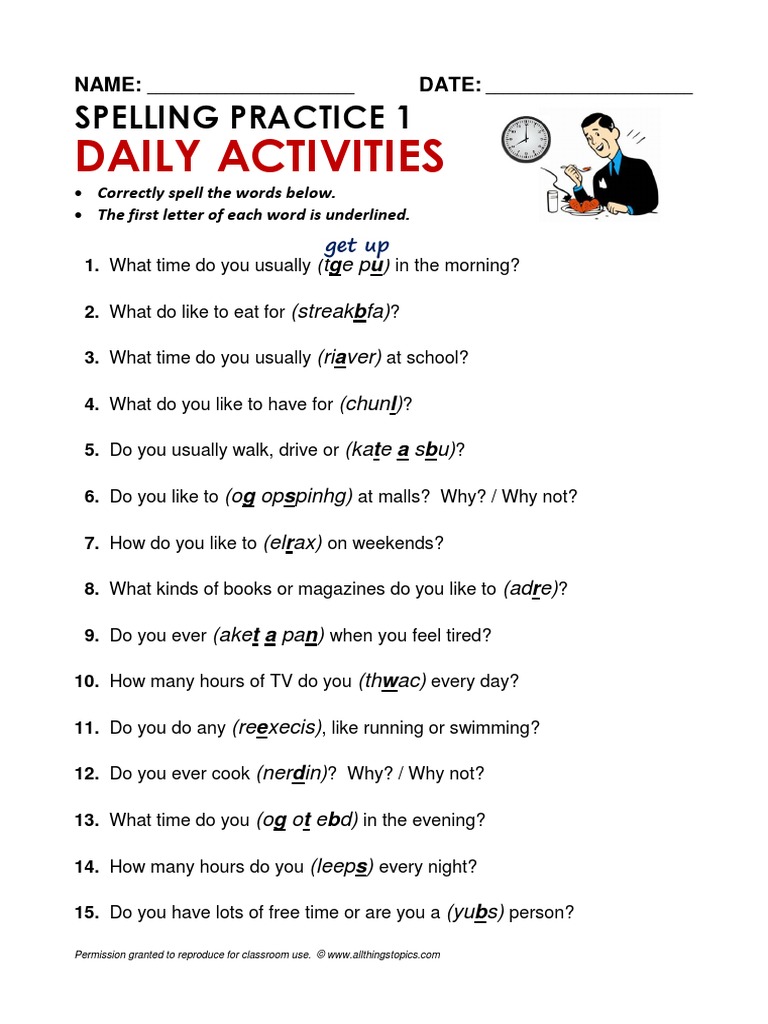 Worksheet Spell Daily | PDF