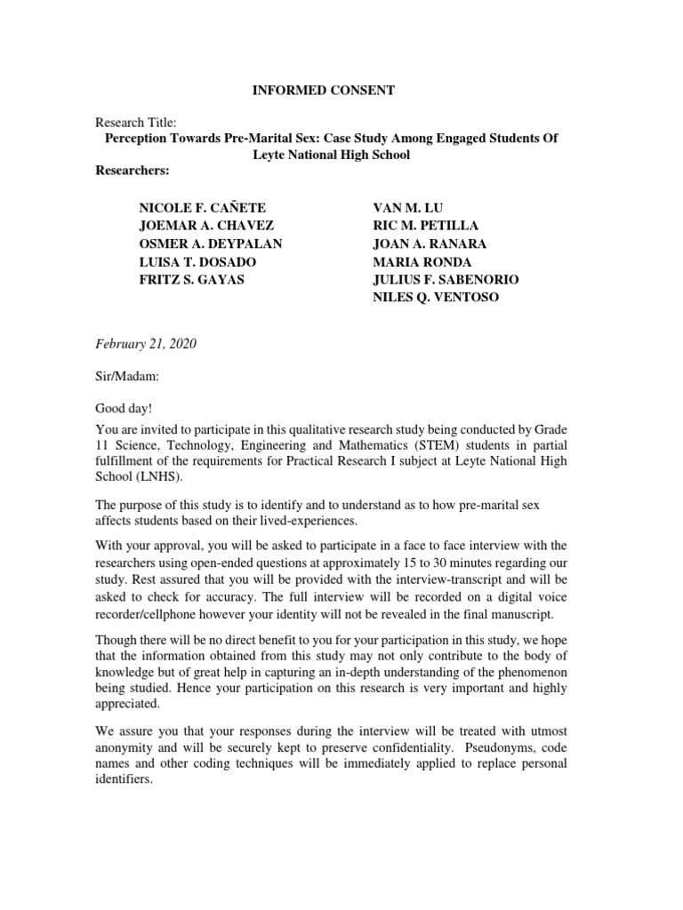 Informed Consent | PDF | Interview | Informed Consent