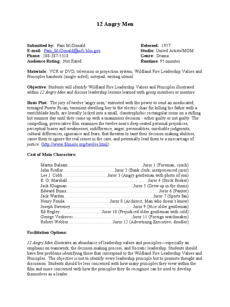 12 Angry Men | PDF | Verdict | Leadership