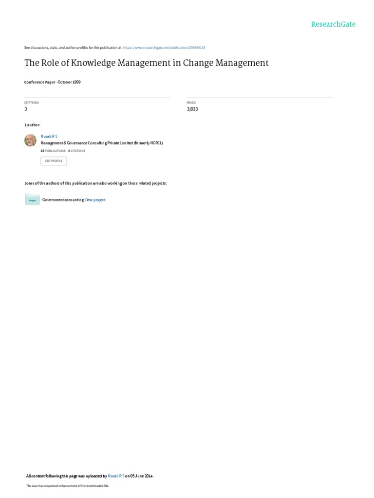 The Role of Knowledge Management in Change Management | PDF