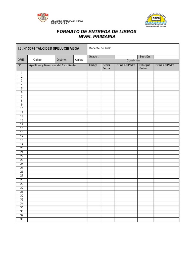 Formato Entrega de Libros | PDF