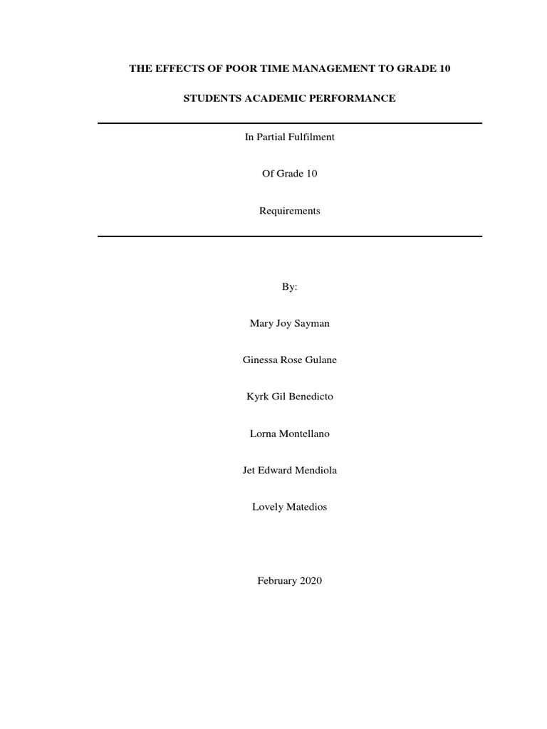 The Effects of Poor Time Management | PDF