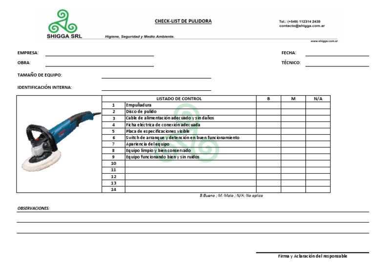 CHeck List Pulidora | PDF