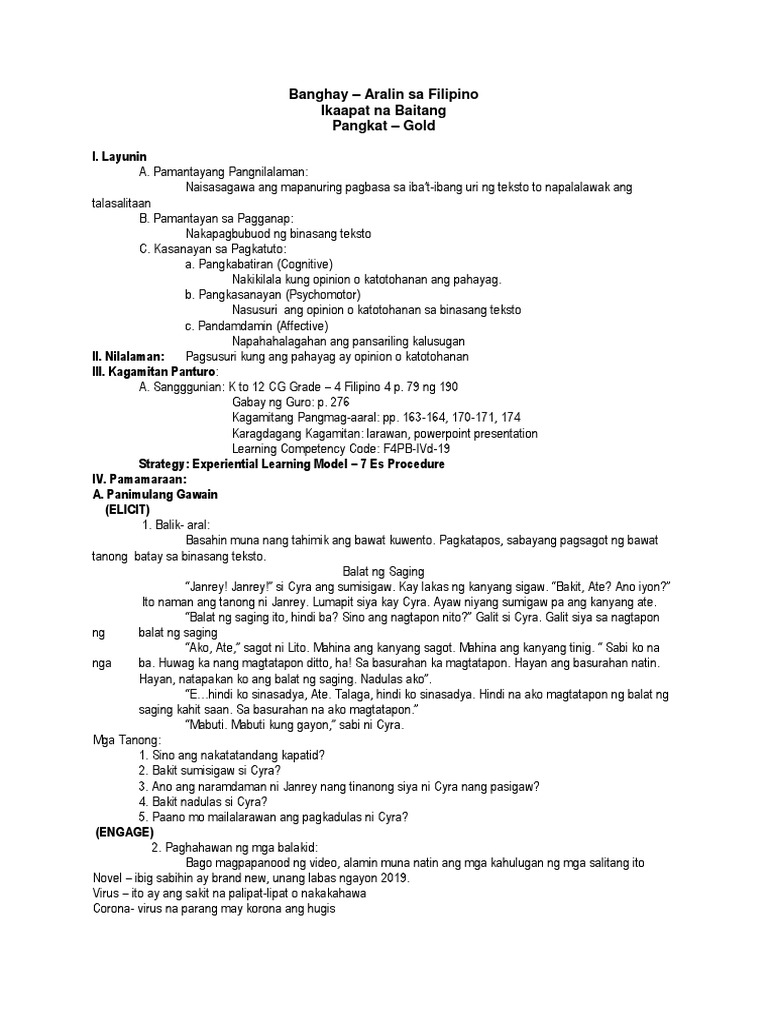 COT Grade - 4 Filipino | PDF