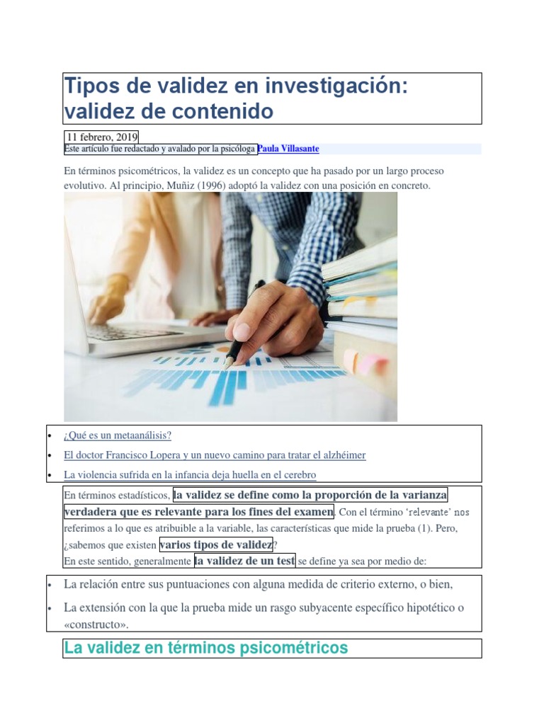 Tipos de Validez en Investigación | PDF