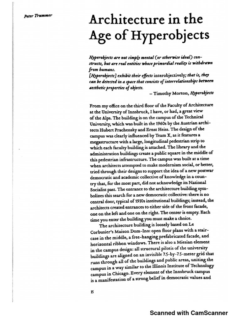 Peter Trummer Architecture in The Age of Hyperobjects | PDF