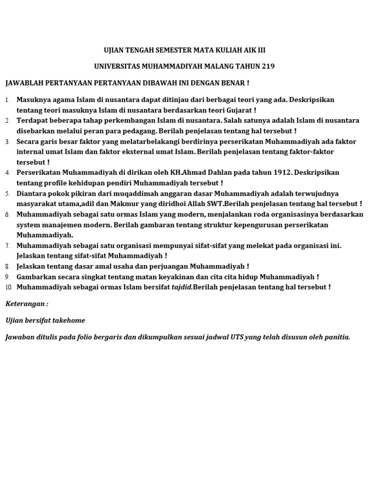 Contoh Soal AIK III | PDF