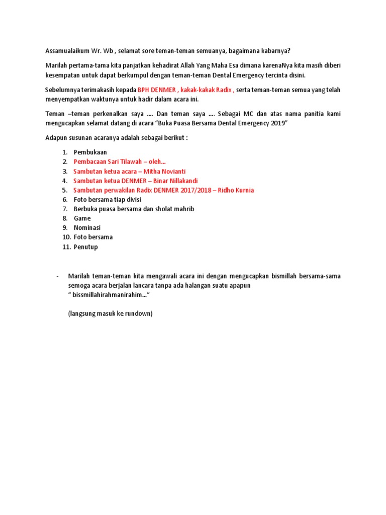 Teks MC Bukber | PDF