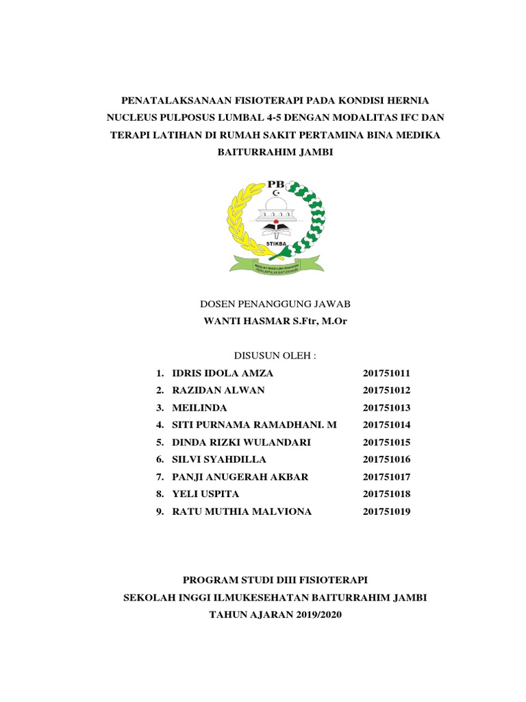 Fisioterapi untuk HNP Lumbal 4-5 | PDF