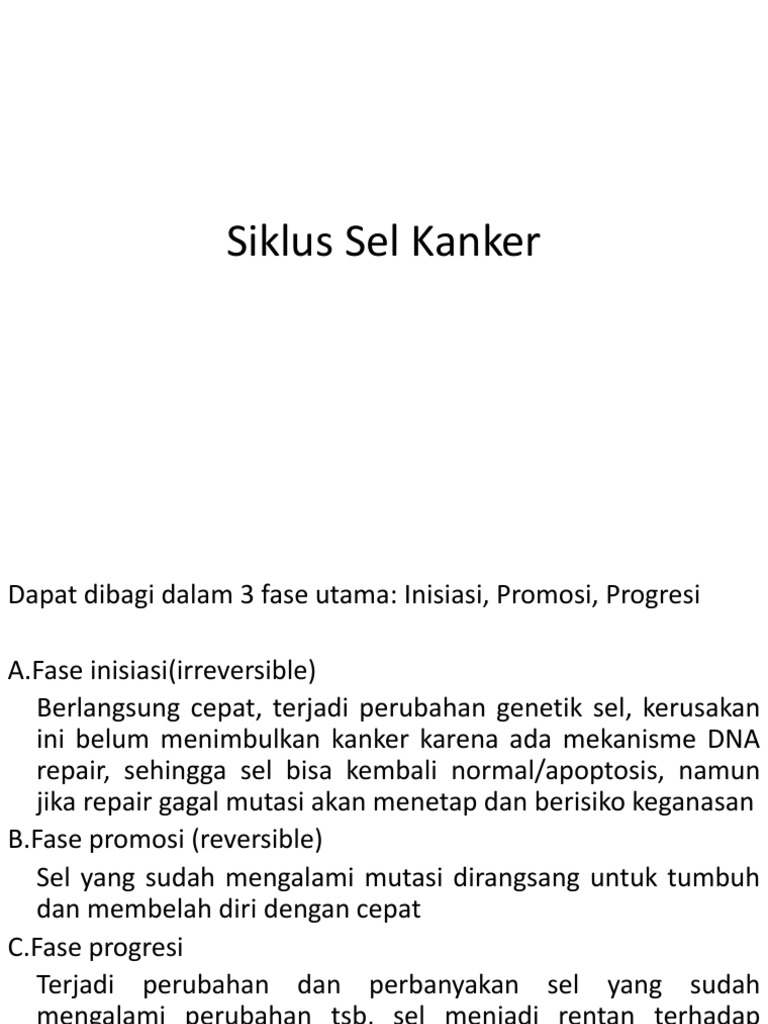 Fase Siklus Sel Kanker: Inisiasi, Promosi, Progresi | PDF | Kesehatan ...