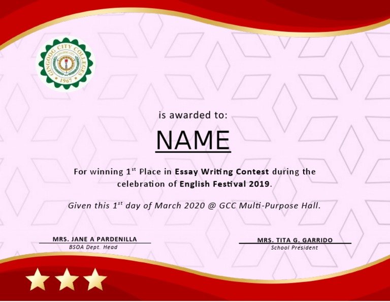 English Festival Essay Contest Award | PDF