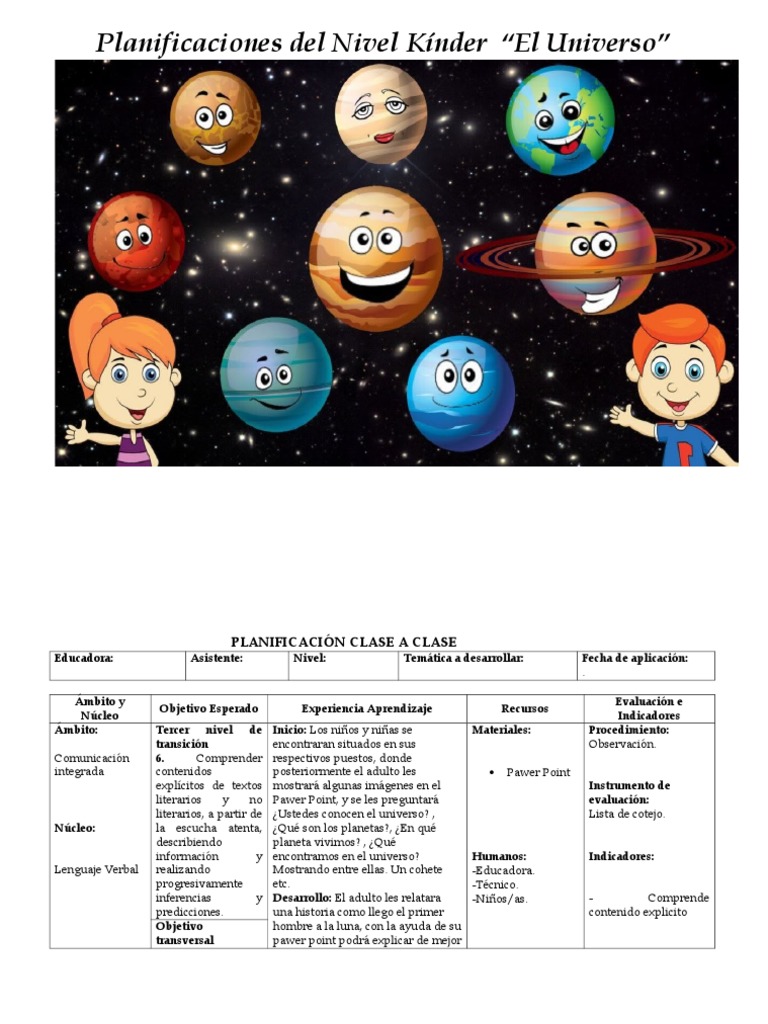 Planificaciones Del Universo Kinder B.N.O | PDF