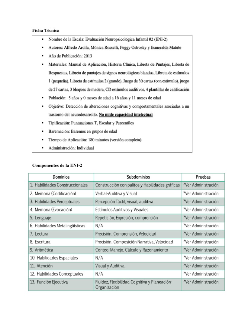 Ficha Técnica ENI-2 | PDF