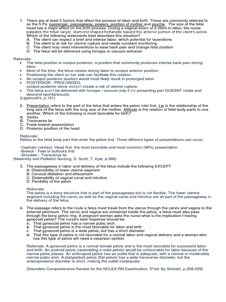 OB COMPRE PRELIM 2019 Key 1 | PDF