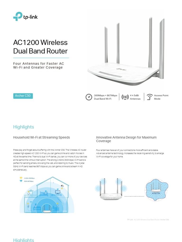 Archer C50 (EU) 4.0 - Datasheet | PDF