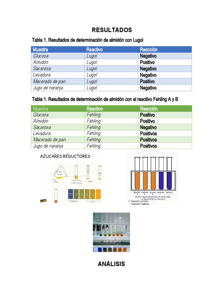 Azucares Reductores Resultados | PDF
