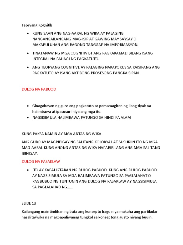 Teoryang Kognitib | PDF