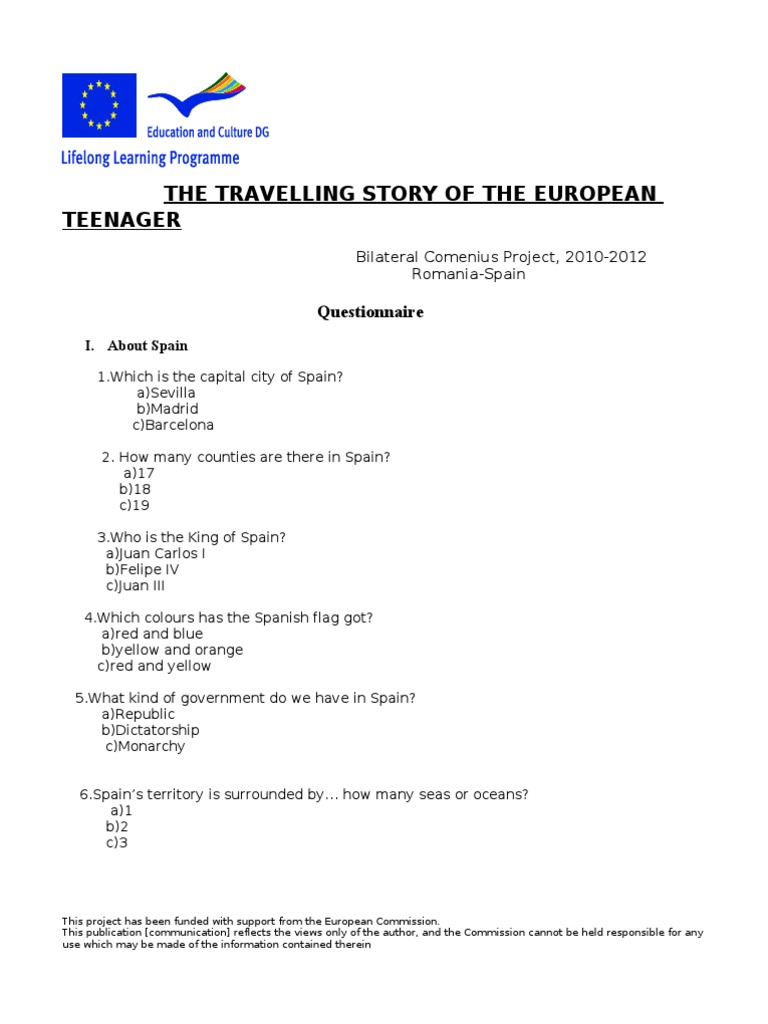 Spanish Questionnaire For Romania | PDF | Spain