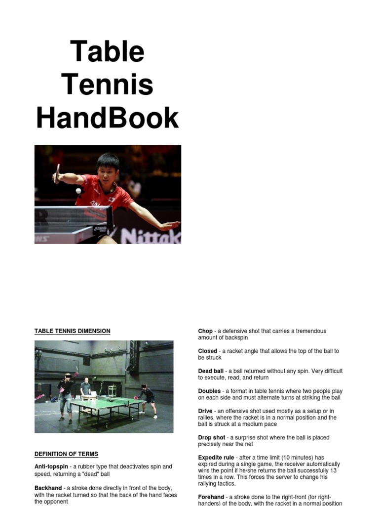 Table Tennis Handbook and Rules | PDF