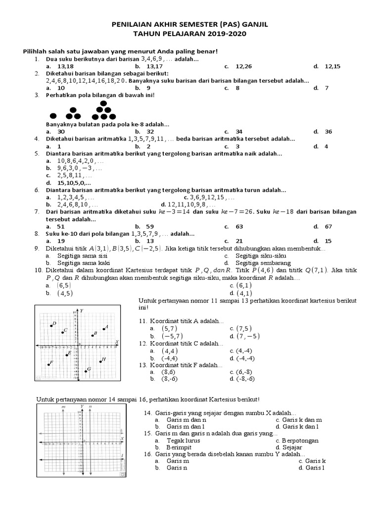 Soal MTK KLS 8 | PDF
