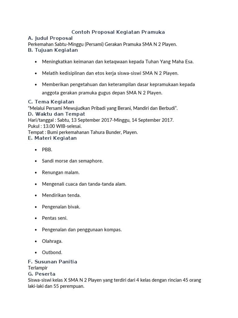 Proposal Persami Pramuka SMA N 2 Playen | PDF