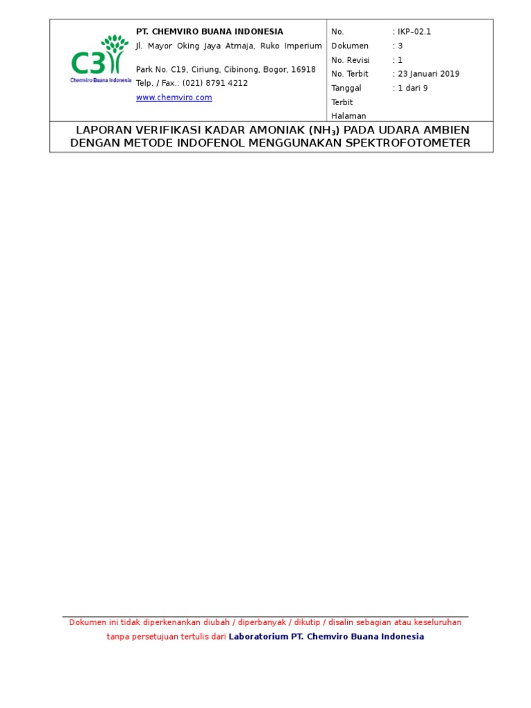 Laporan Verifikasi - Udara - Uji Kadar NO2 Dengan Metode Griess ...