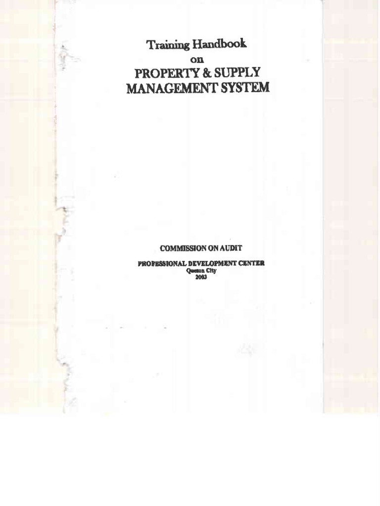 Training Handbook On Property and Supply Management System 2003 | PDF