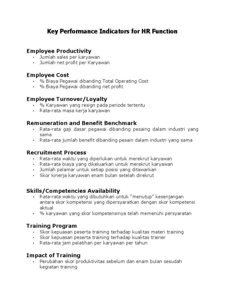Key Performance Indicators HRD | PDF