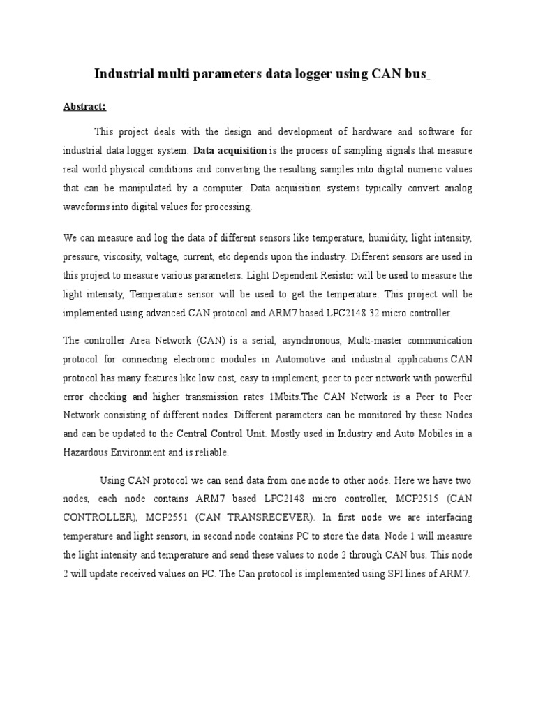 CN06 Industrial Multi Parameters Data Logger Using CAN Bus | PDF