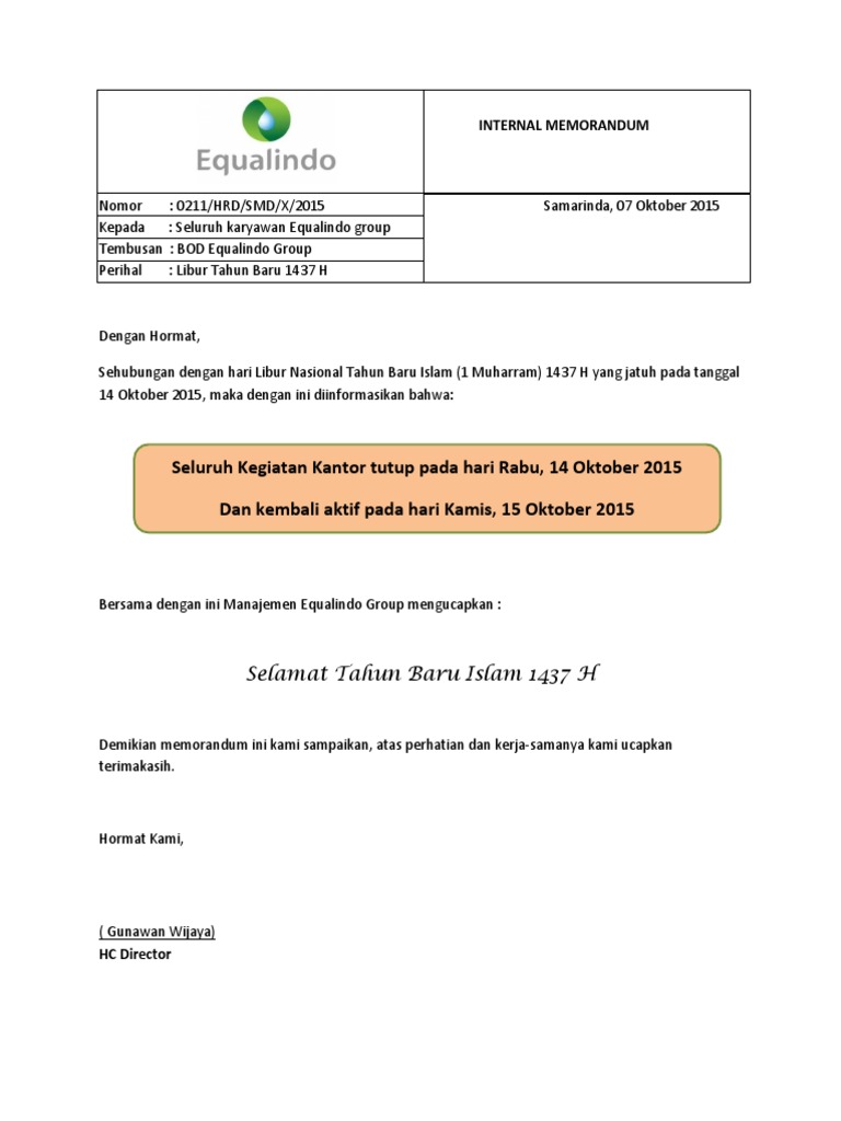 Surat Internal Memorandum | PDF