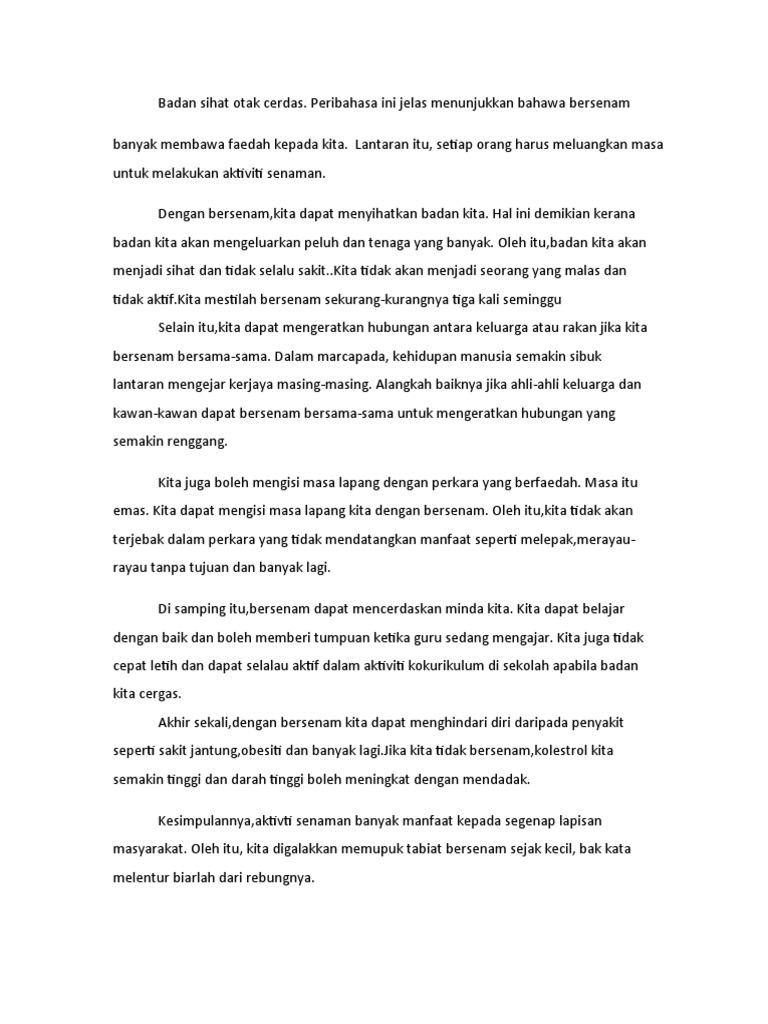 Kebaikan Bersenam (Gred A) | PDF