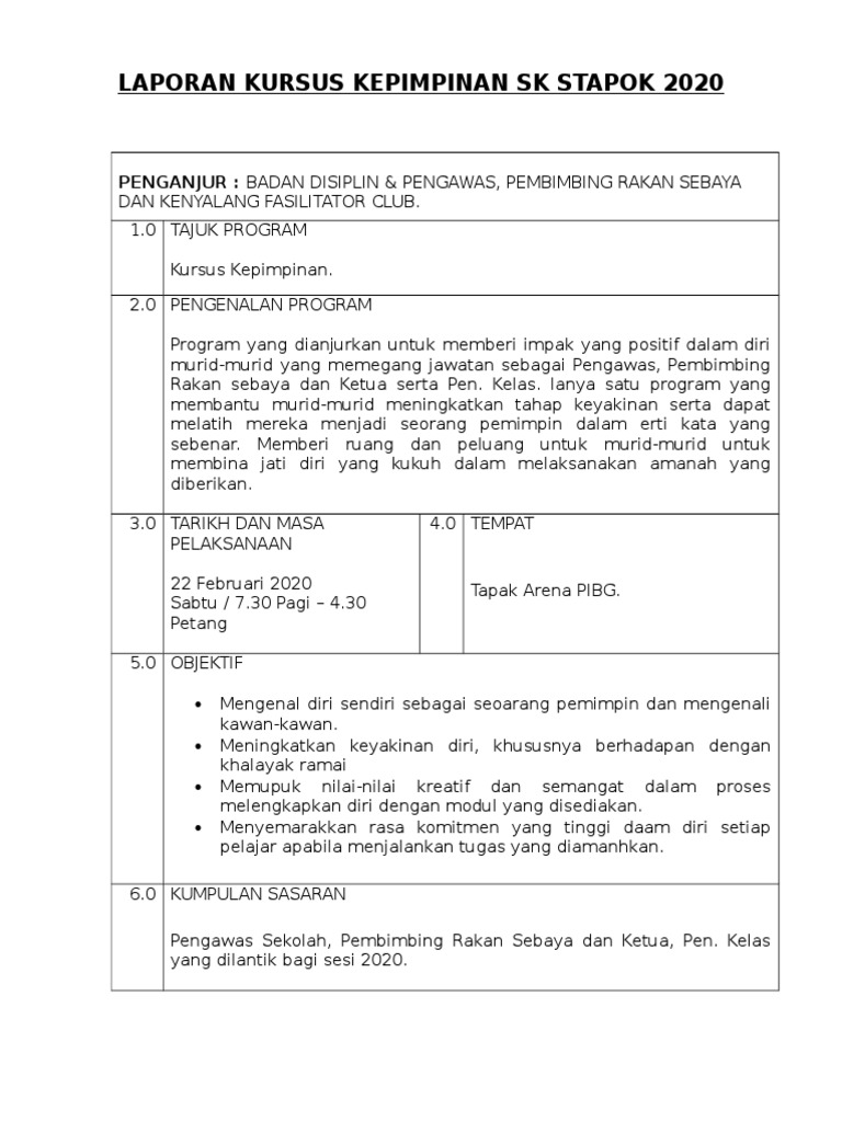 Laporan Kursus Kepimpinan | PDF