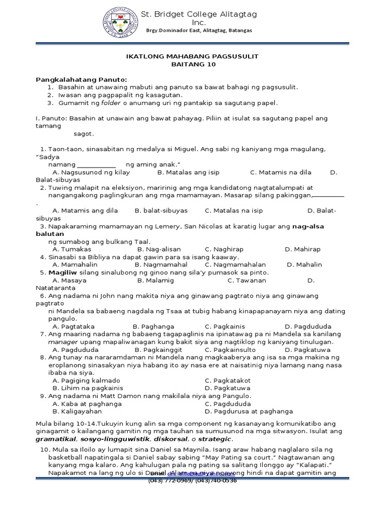 g10 3rd Grading | PDF