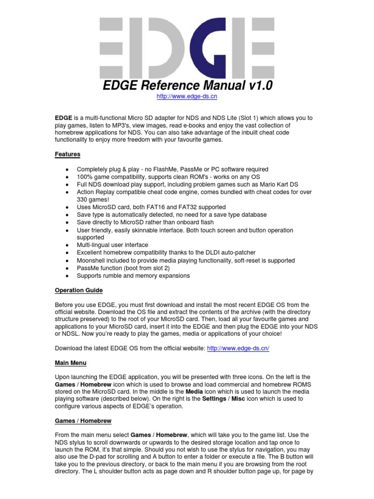 EDGE Manual v1.0 English PDF | PDF