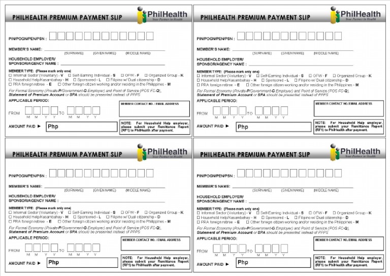 PHIC Philhealth Payment Slip PDF | PDF