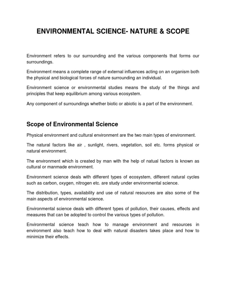 Environmental Science Scope & Nature | PDF