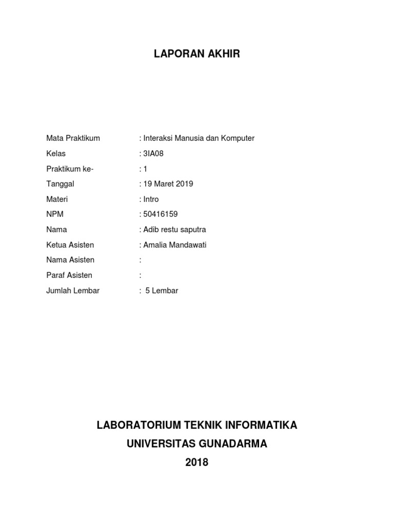 LA1 - IMK - Adib Restu - 50416159 | PDF