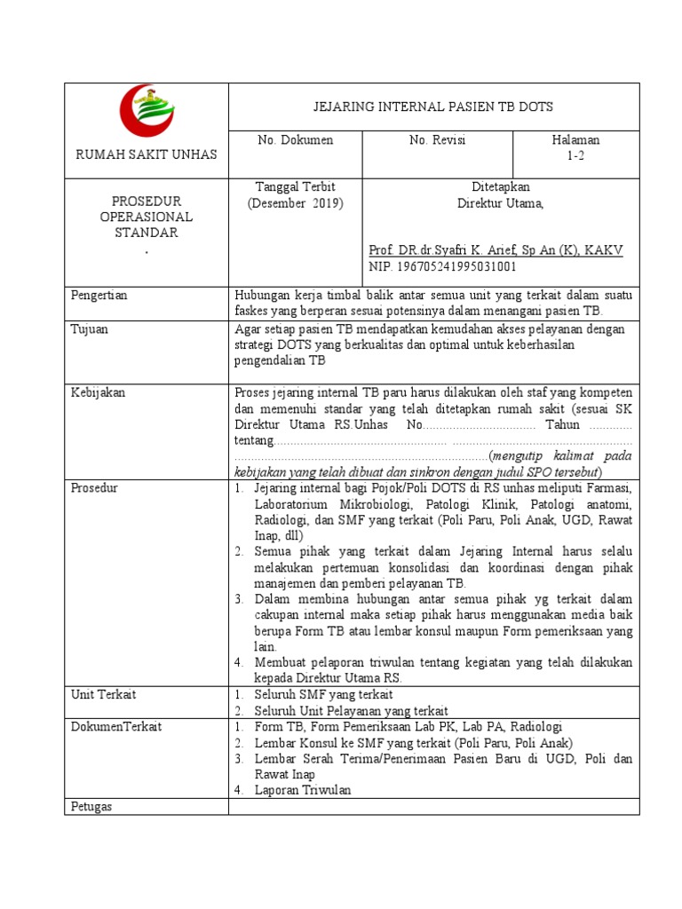Jejaring Internal Layanan TB di RS Unhas | PDF