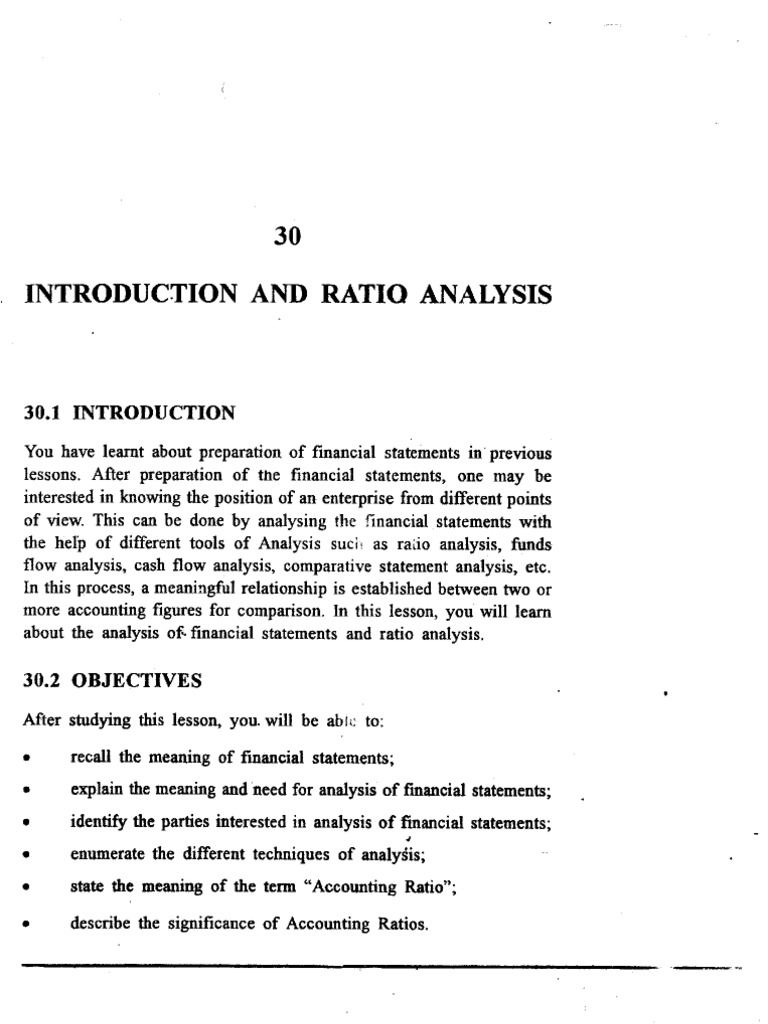 L-30 Introduction and Ratio Analysis | PDF