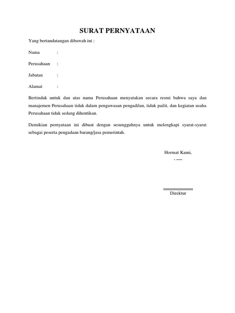 Contoh Surat Pernyataan | PDF