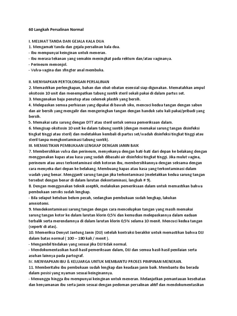 60 Langkah Persalinan Normal | PDF