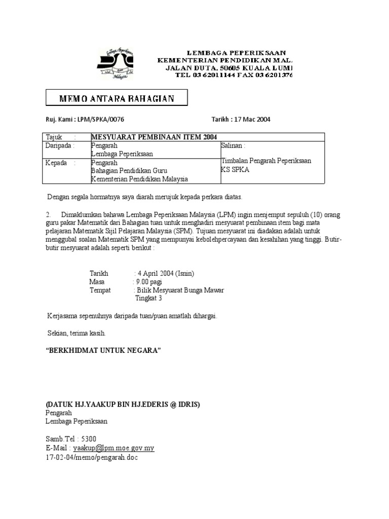 Contoh Memo | PDF