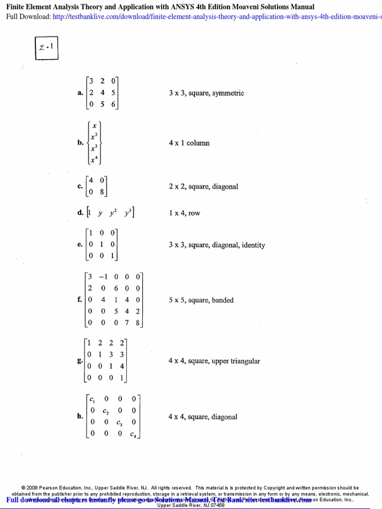 Finite Element Analysis Theory Application Ansys 4th Edition Moaveni Solutions Manual PDF | PDF