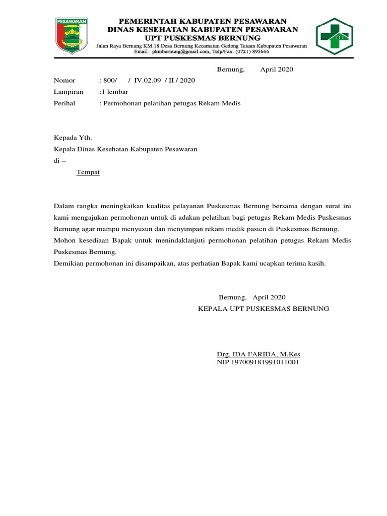 Contoh Surat Permohonan Pelatihan | PDF