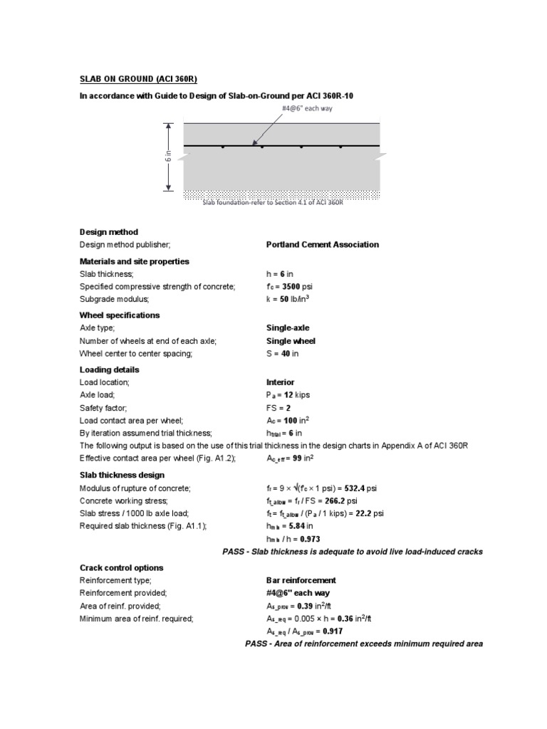 Slab On Ground Design Calculation | PDF