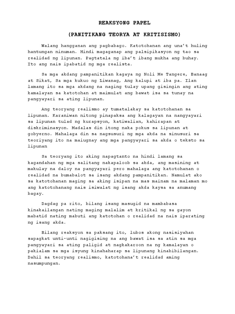 Reaksyong Papel | PDF