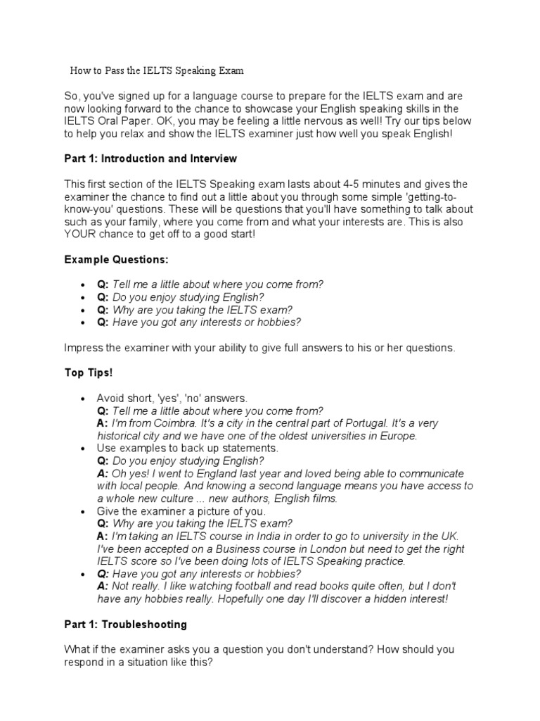 IELTS Speaking Exam Success Tips | PDF