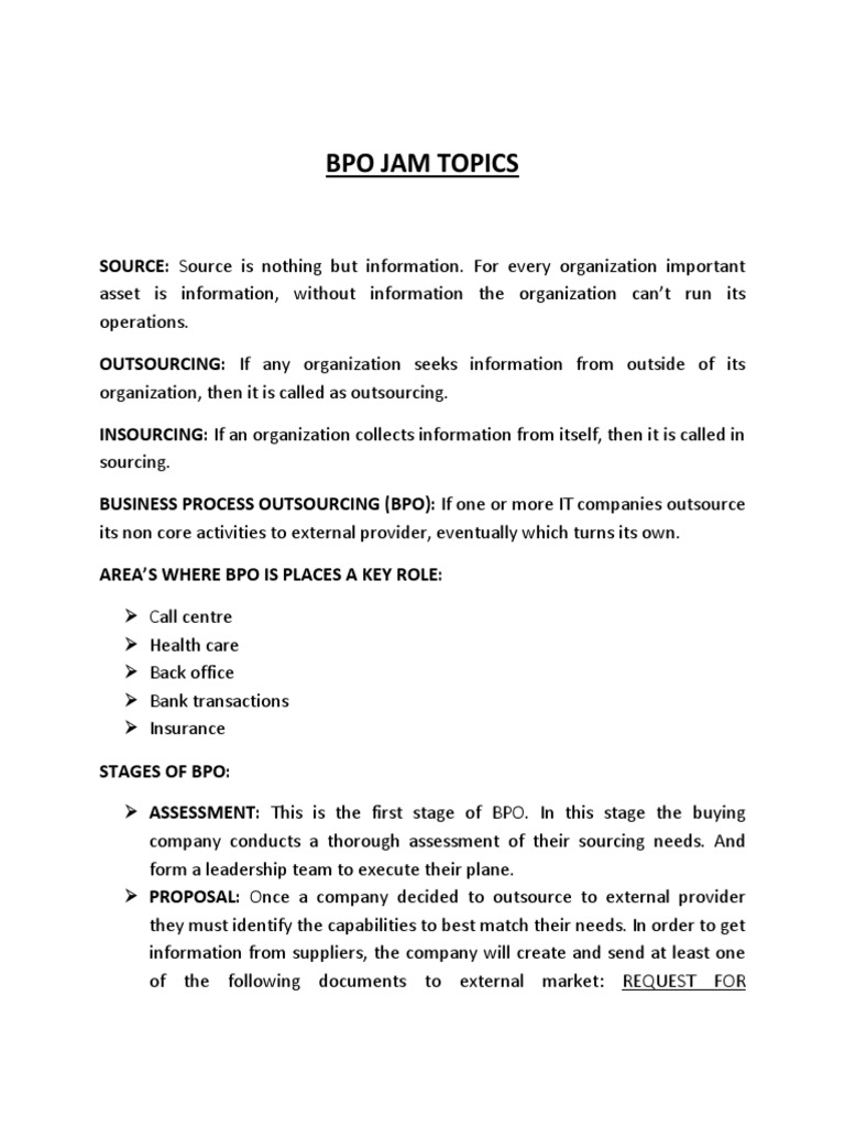 Bpo Jam Topics | PDF