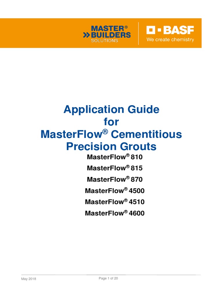 Basf Masterflow Cementitiousgrouts Applicationguide PDF | PDF | Home & Garden